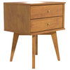 Abby 2 Drawers Amber Walnut Nightstand (Set of 2) - Midcentury ...