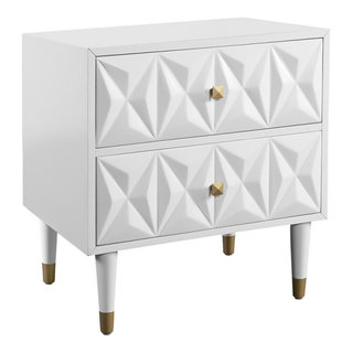 2 Drawer Geo Texture Nightstand White - Midcentury - Nightstands And ...