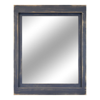 Farmhouse Framed Wall Mirror Slate Gray, 24" X 30" Zbar Hanging System ...