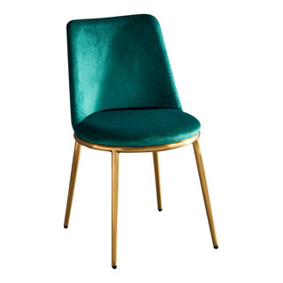 Velvet Dining Chair High Back Upholstered Side Chair, Gold Legs Set of ...
