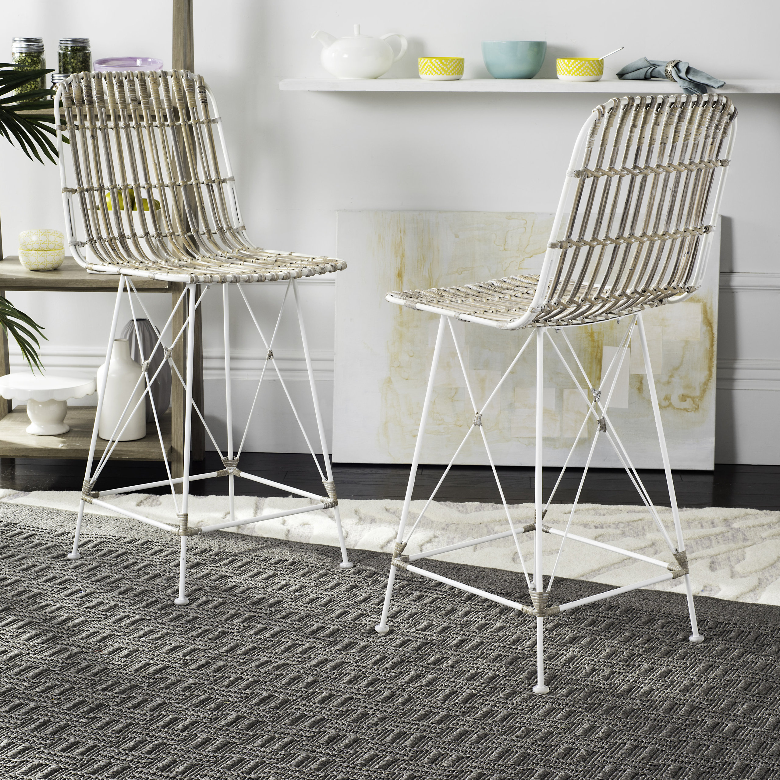Minerva Wicker Counter Stool (Set of 2) - Bar Stools And Counter Stools ...