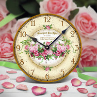 Vintage-Style Victorian-Style Pink Roses Wall Clock, 10.5 Inch Diameter ...