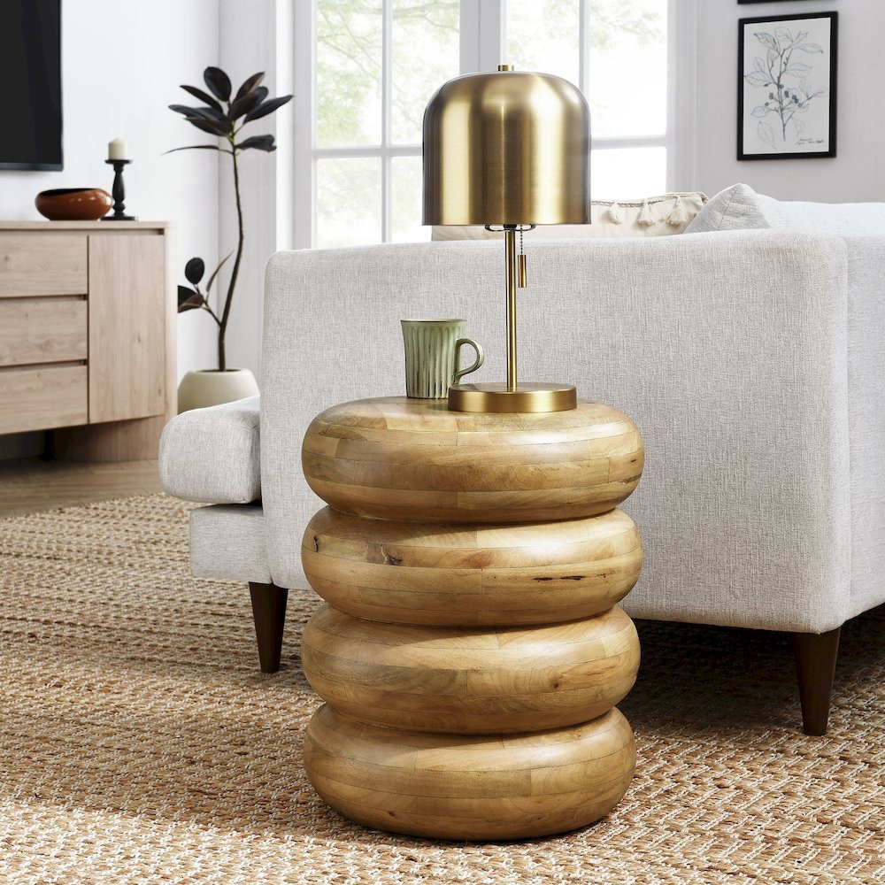 Ellery Round Stacked Wood Side Table - Traditional - Dining Tables - by ...