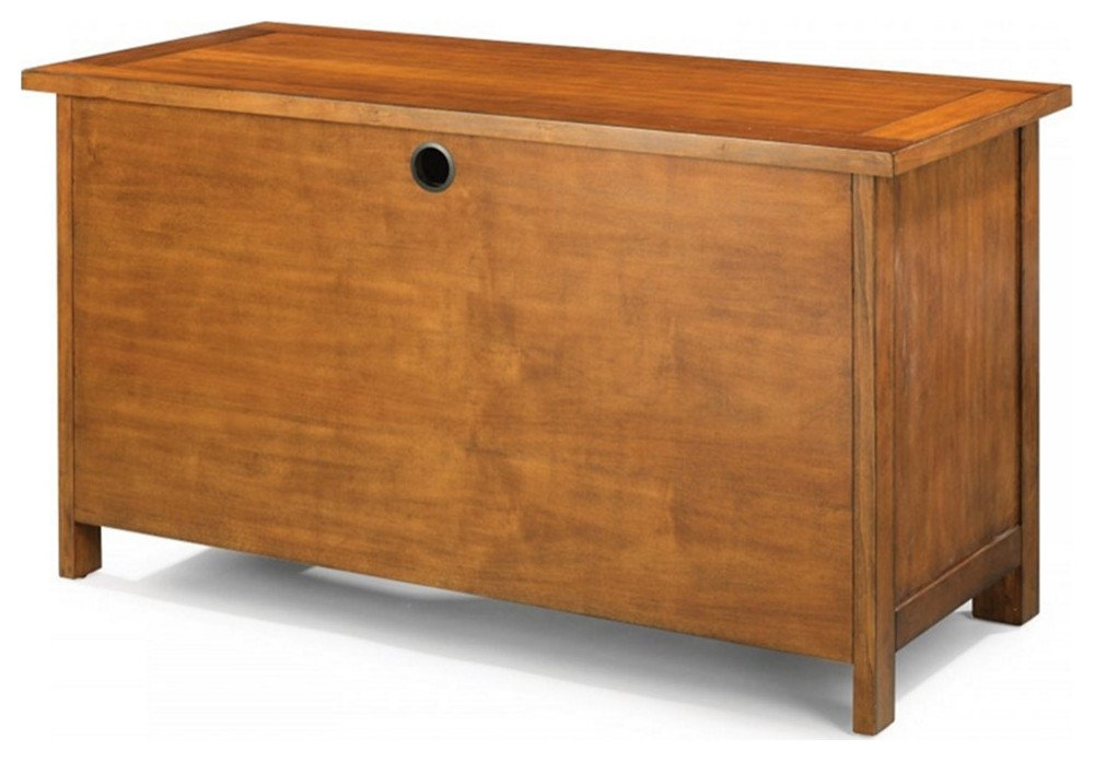 Pemberly Row Contemporary Aged Maple Executive Pedestal Desk ...
