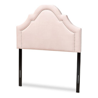 Rita Light Pink Velvet Fabric Upholstered Twin Size Headboard ...
