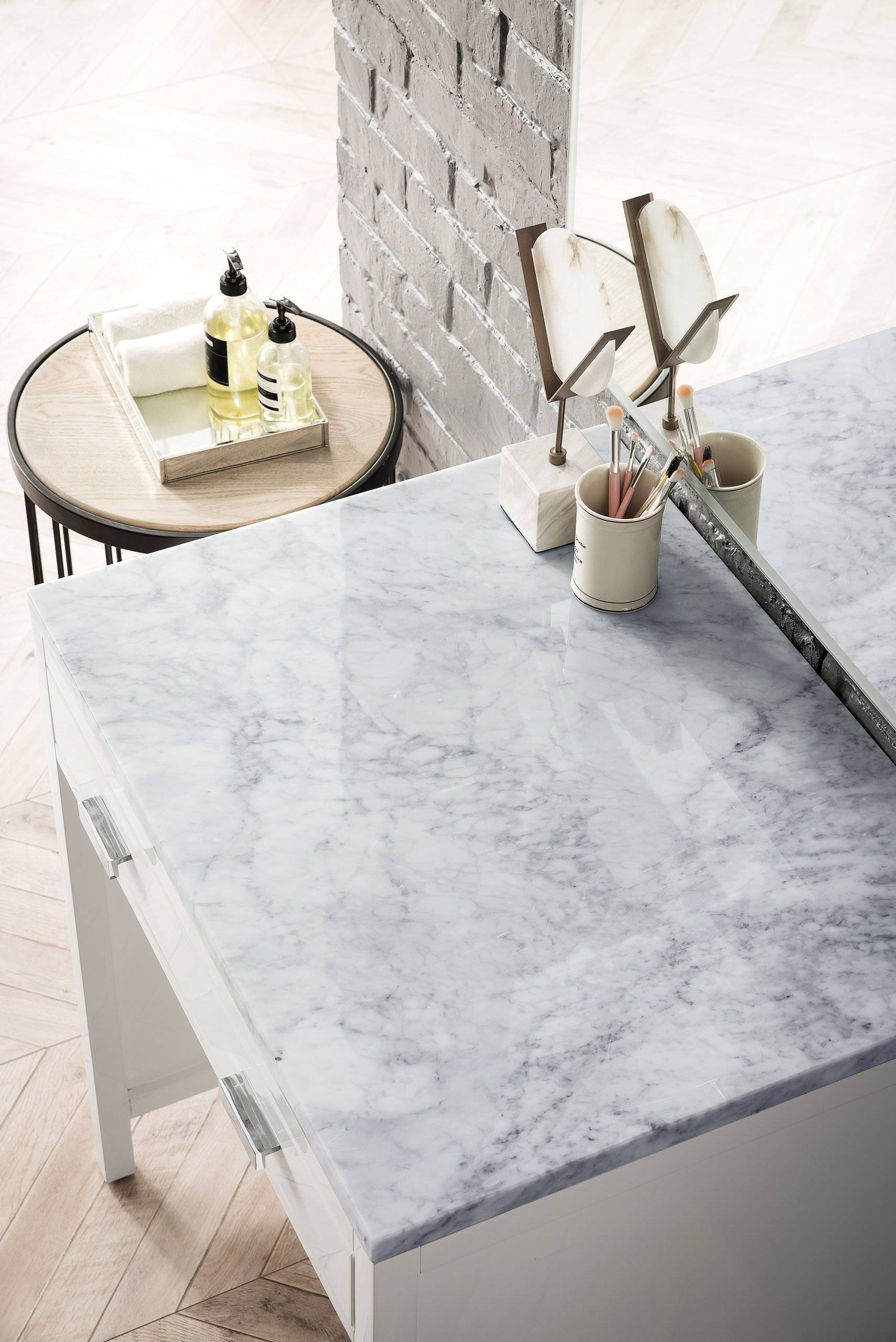 30" Free-standing Countertop Unit (makeup Counter), White Carrara ...