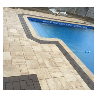 Cambridge Paver Pool Patio with Fire & Water Features, West Islip, N.Y ...