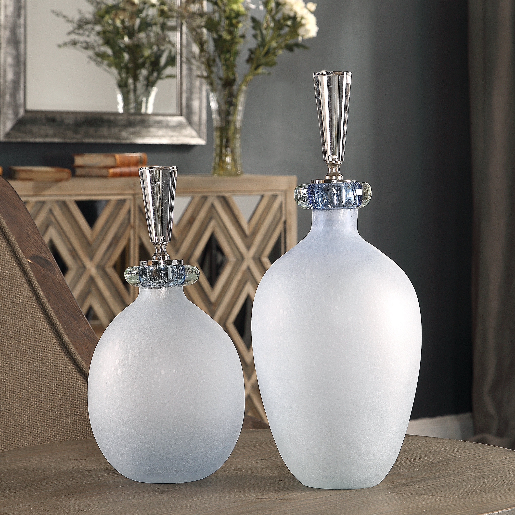 Uttermost Leah Bubble Glass Containers, Set of 2 - Contemporary ...