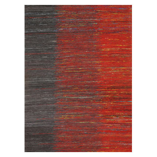 Red Flat-Weave Tufted Sari Silk 5'x8' - Contemporary - Area Rugs - by ...