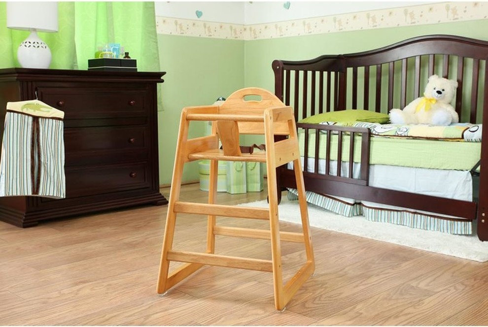 Solid Wood High Chair, Natural - Contemporary - High Chairs And Booster ...