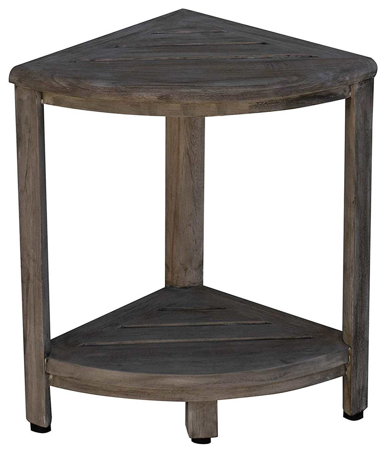 HomeRoots Compact Teak Corner Shower Outdoor Bench, Coquina Finish ...