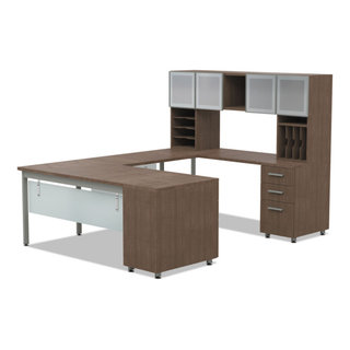 Safco e5 Series Executive U-Workstation, 72" x 96" x 62", Cocoa ...