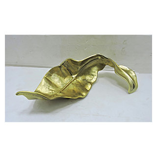 Metal 20" Curled Leaf, Gold - Contemporary - Decorative Objects And ...