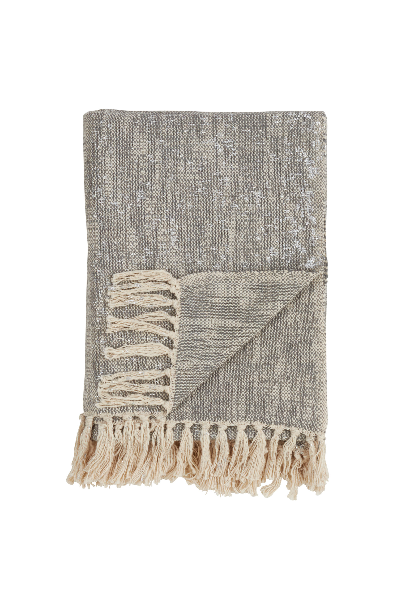 Foil Print Design And Tasseled Cotton Throw - Contemporary - Throws ...