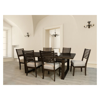 Scott 7-Piece Dining Set and 6 Ivory Linen Dining Chairs - Transitional ...