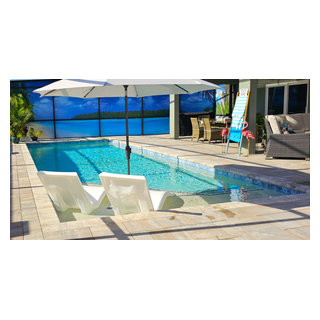 The Villages Parallelogram Pool with bold angled steps - Contemporary ...