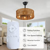 18In Rattan Weaving Ceiling Fan 6-Light 3-Speed with Remote and Light ...