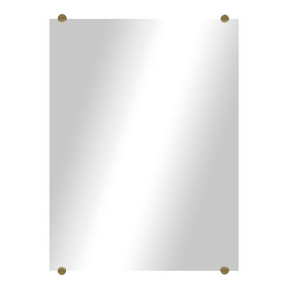 Modern Rustic Frameless Rectangular Mirror with Brass Round Clips, 26 ...