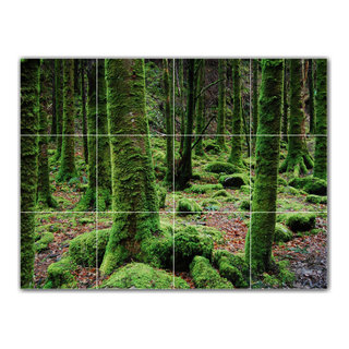 Trees Ceramic Tile Wall Mural HZ501028, 17" Wide x 12.75" High - Rustic ...