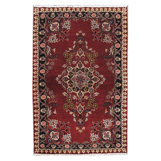 Consigned, Persian 4 x 7 Area Rug, Hamadan Hand-Knotted Wool Rug, 4' x ...