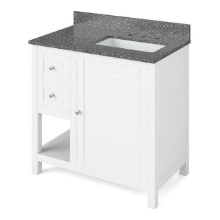 Astoria Transitional White 36" Right Offset Single Bowl Vanity ...