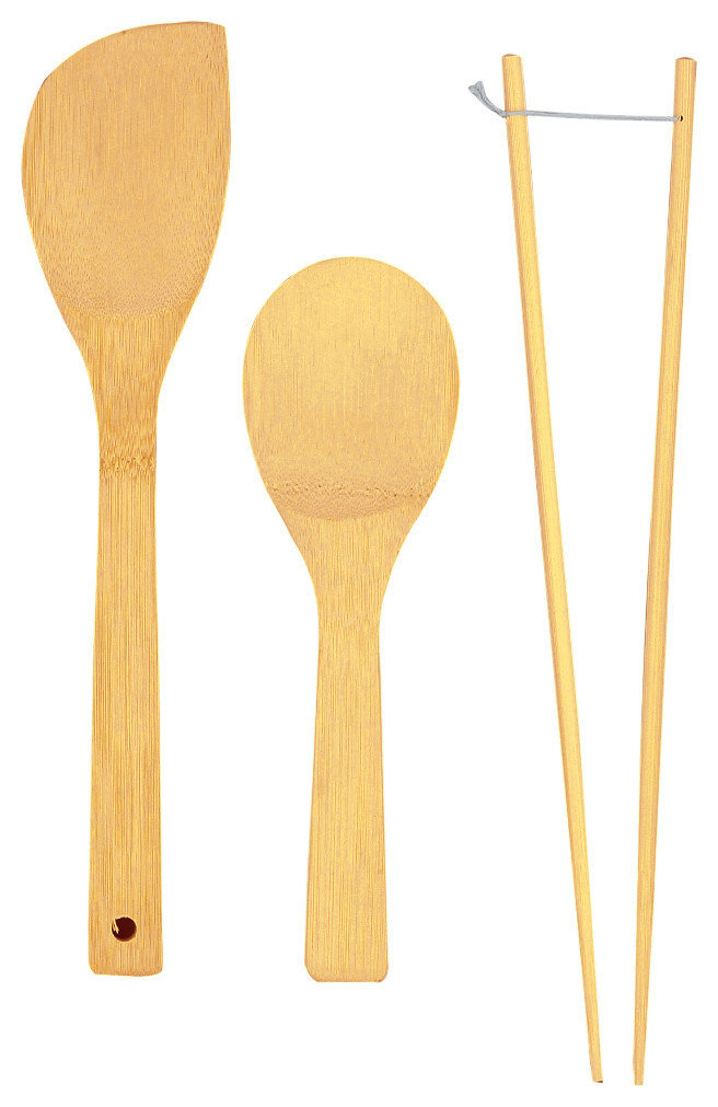 Helen Chen's Asian Kitchen Bamboo 3 Piece Kitchen Utensil Set ...