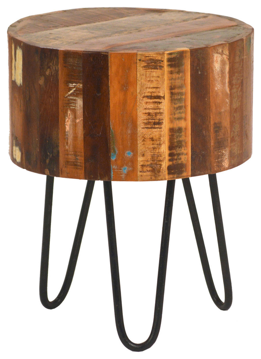 Reclaimed Wood Round Side Table / Stool - Rustic - Side Tables And End ...