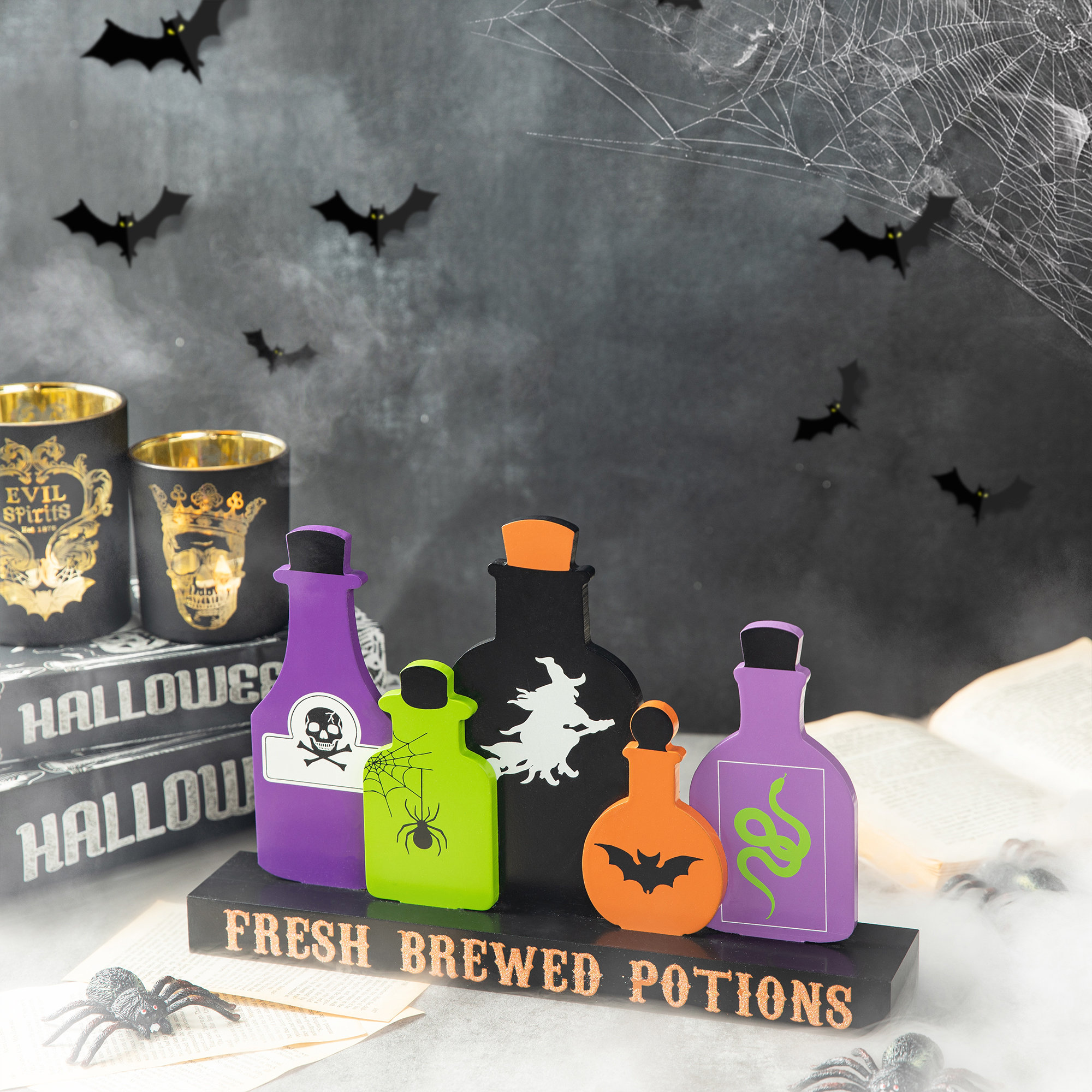 14"L Halloween Poison Bottles Table decor - Traditional - Holiday ...