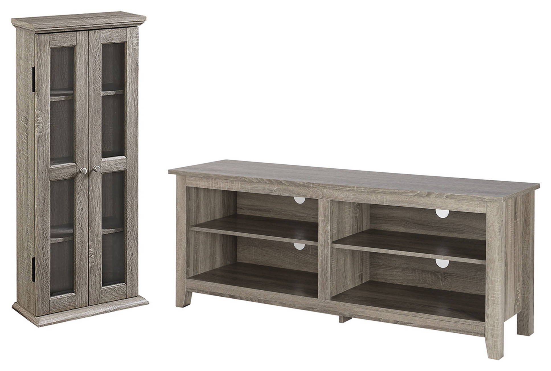 Simple TV Console and Media Storage Cabinet, Driftwood - Farmhouse ...