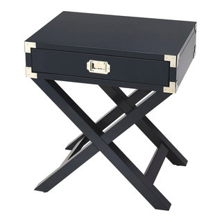 Offex Anew Transitional Rectangular Blue Campaign Side Table with ...