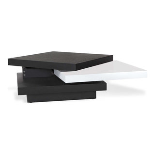 Modern Floyd Coffee Table Black Oak Wood Grain Veneer Glossy White ...