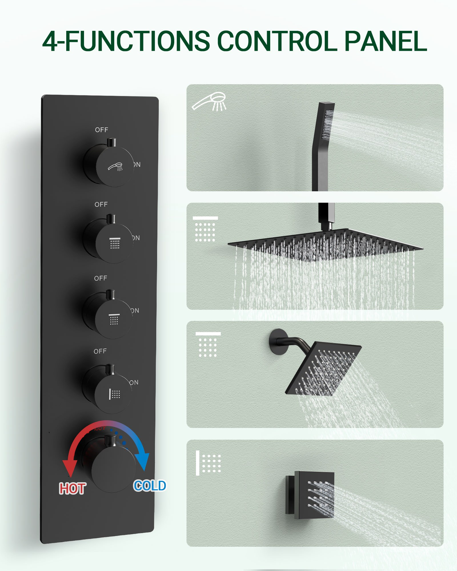 Thermostatic Ceiling Mount Rainfall Dual Shower Head Shower System, 16 ...