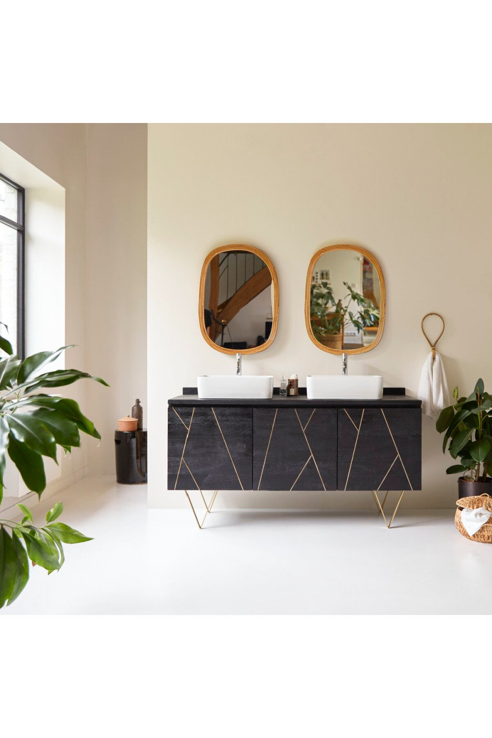 Solid Mango Vanity Cabinet, Tikamoon Liv 155 - Midcentury - Bathroom ...