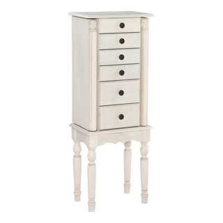 Linon Esther Wood Jewelry Armoire in Off White - French Country ...