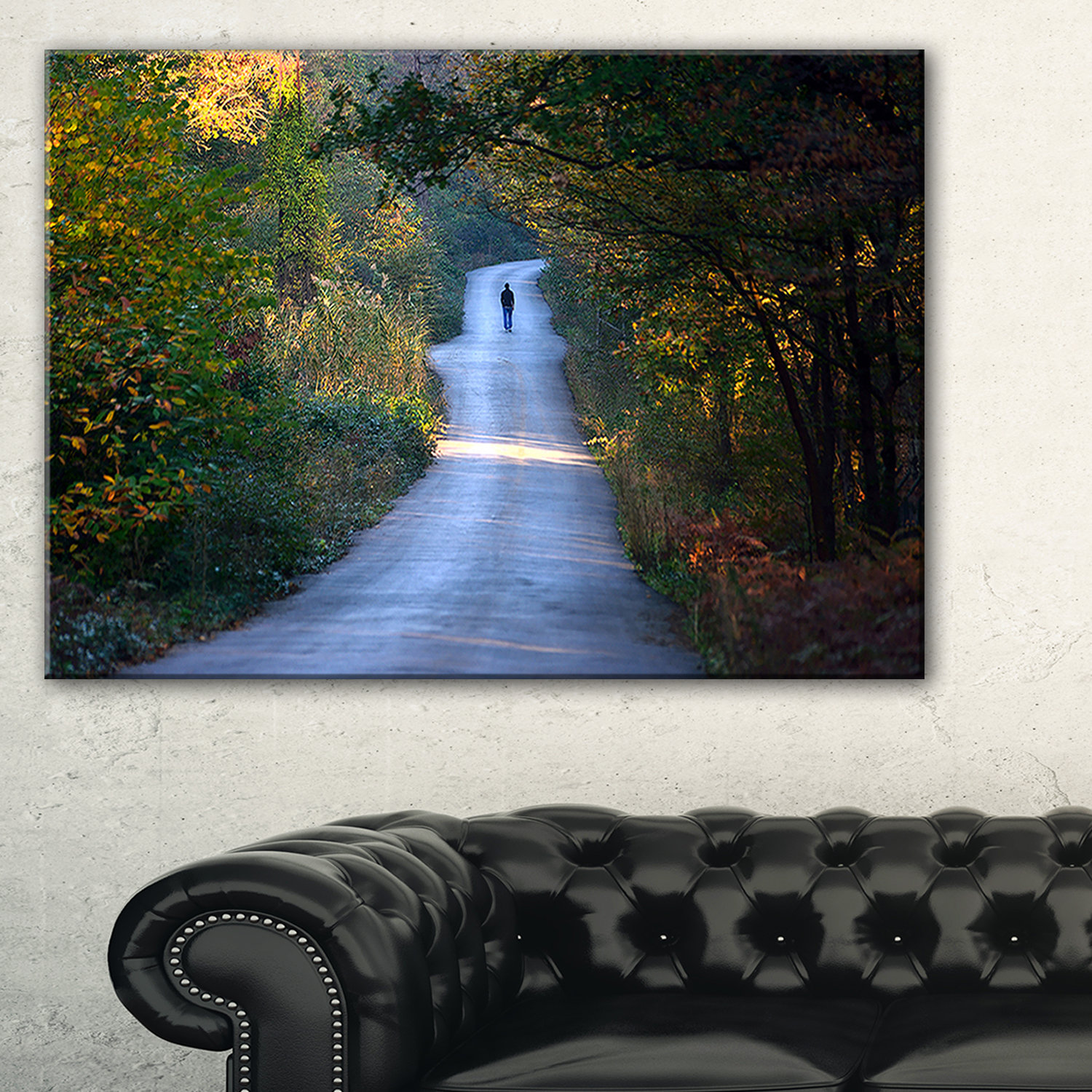 "Walking Alone on Road" Landscape Photo Canvas Art Print, 32"x16 ...
