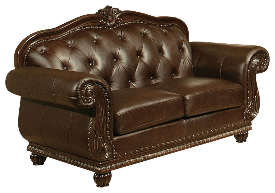 ACM-15031, ACME Anondale Loveseat, Espresso Top Grain Leather Match ...