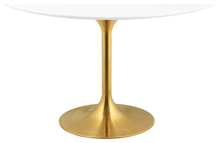 Modway Lippa 54" Round Wood Dining Table in Gold/White -EEI-3228-GLD ...