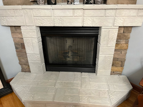 Ledge Stone Fireplace wall