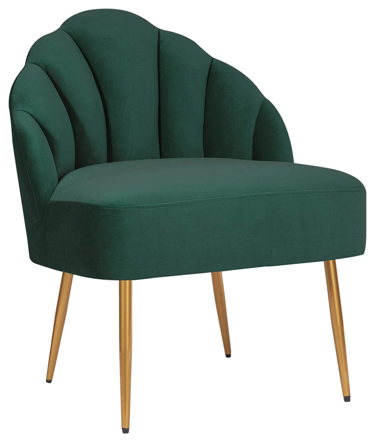 Contemporary Velvet Accent Chair with Channel Tufted Back and Gold Legs ...