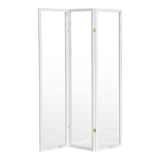 Modern Room Divider, White Finished Frame With Clear Acrylic Panels ...