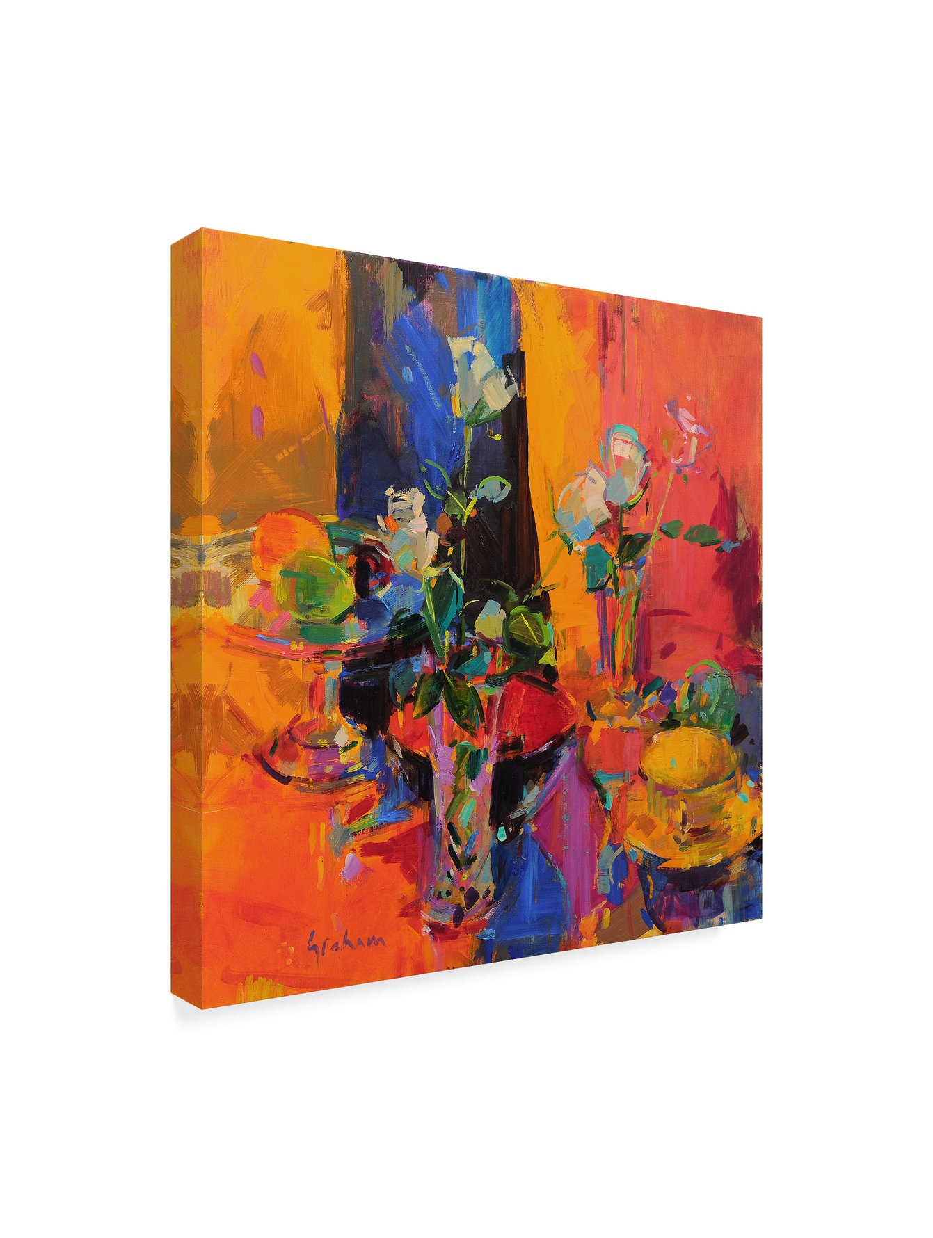 Peter Graham 'Still Life Table With Roses And Fruit' Canvas Art, 24"x24 ...