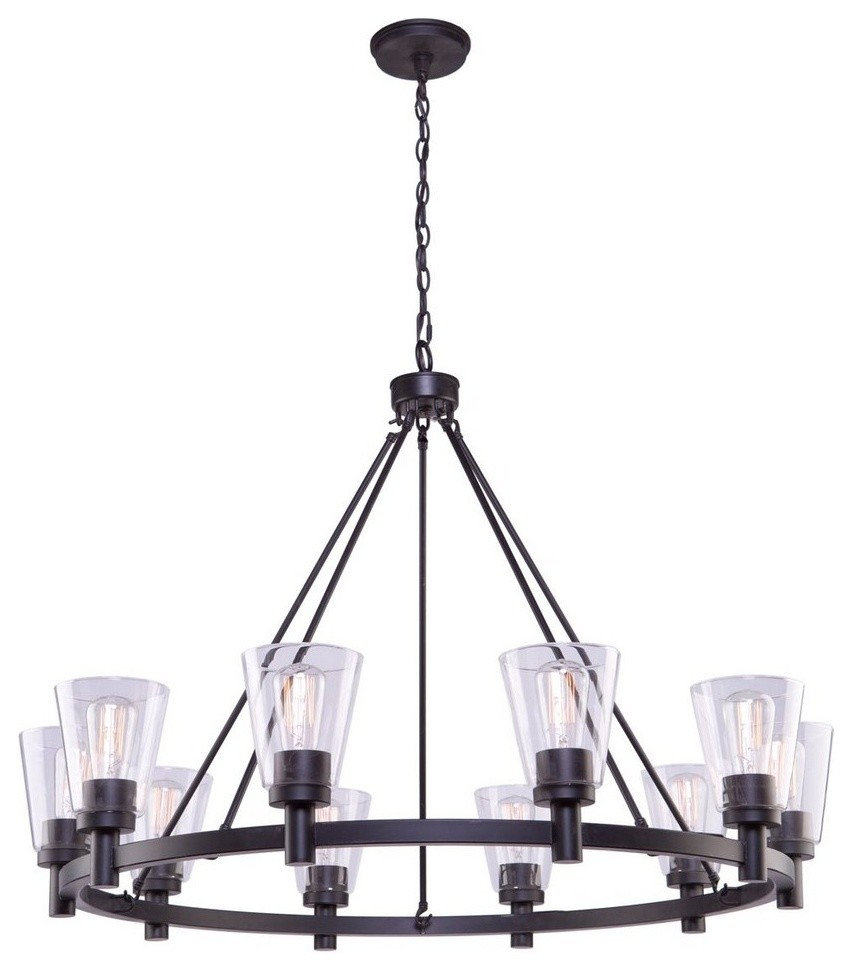 Clarence 10-Light Chandelier, Brushed Nickel Clear Glass - Transitional ...