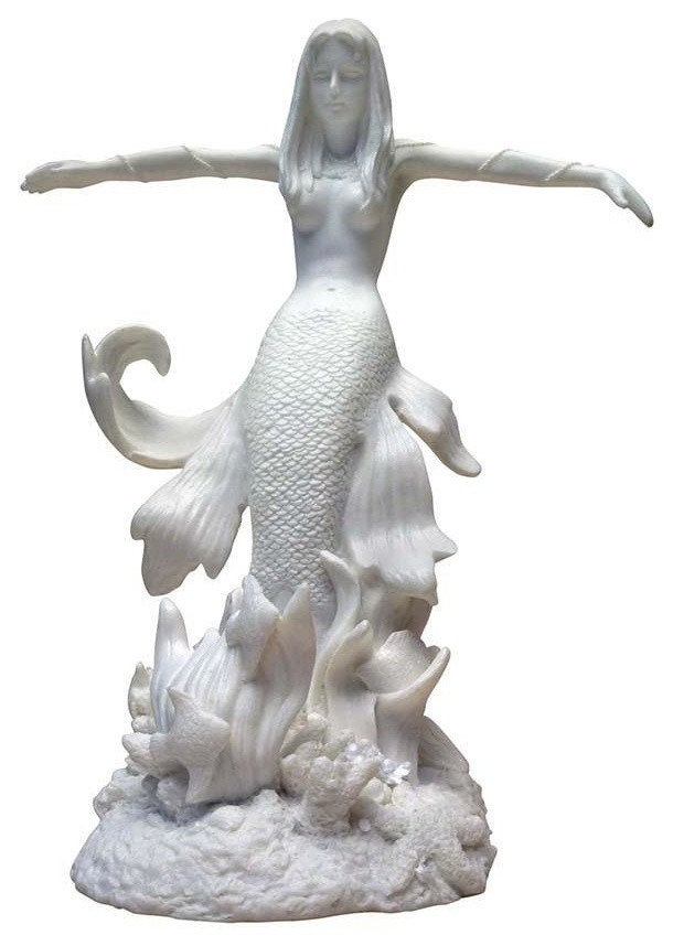 Mythical Mermaid Bonded Marble Resin Statue - Traditional - Decorative ...