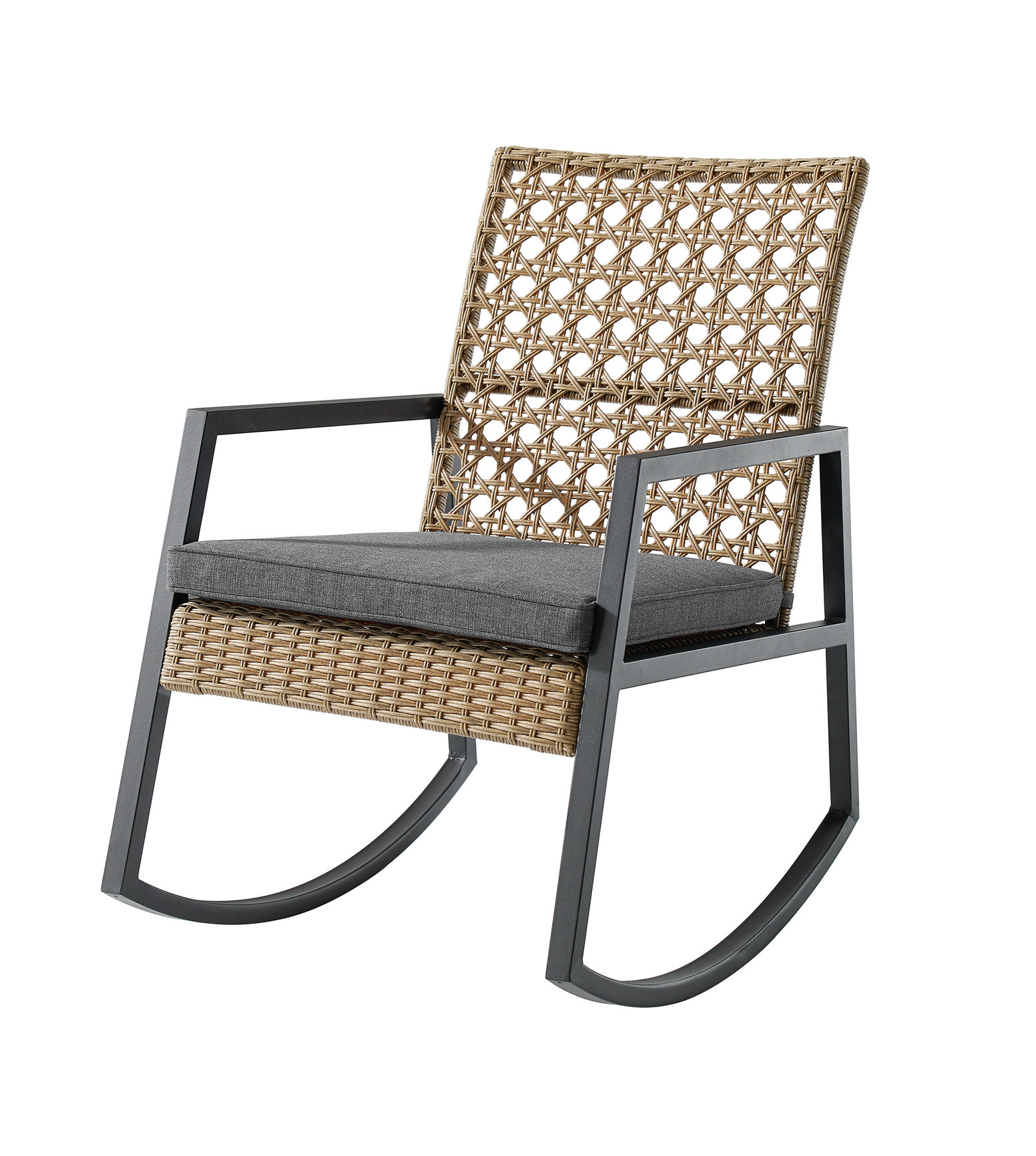 Modern Outdoor Patio Rattan Rocking Chair - Tropical - Outdoor Rocking ...