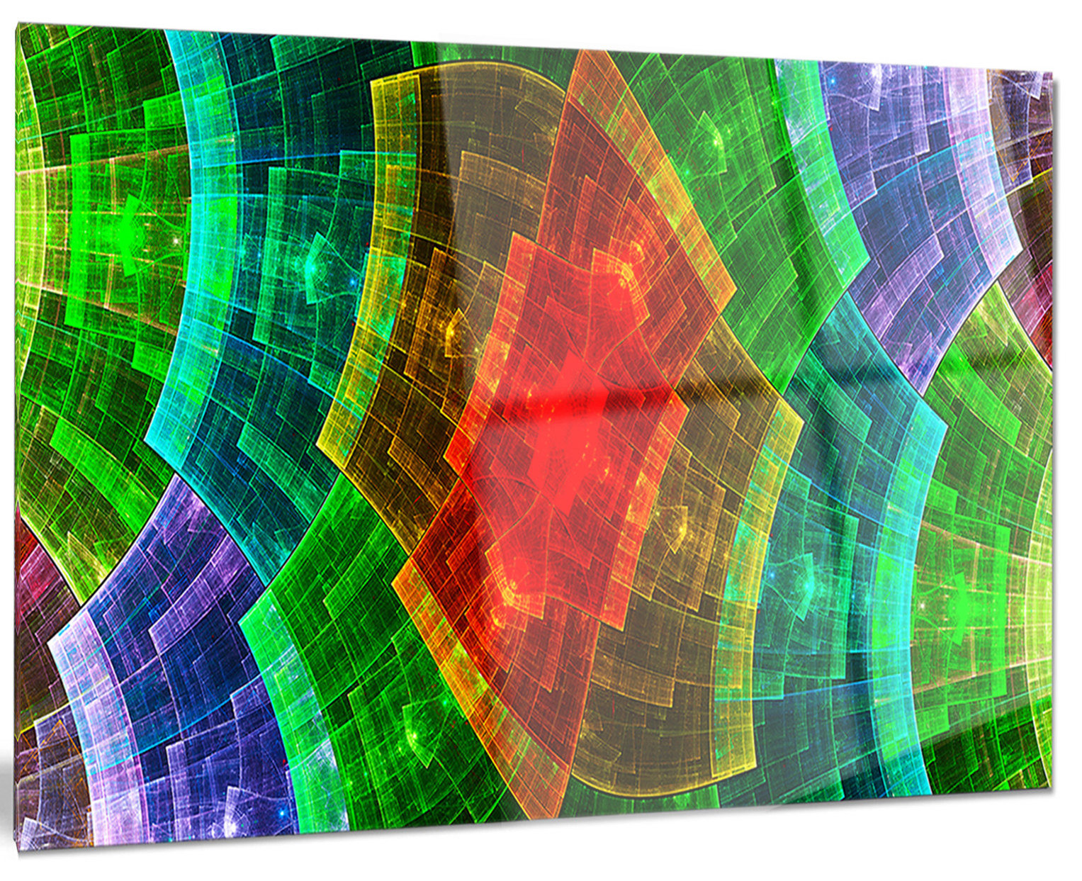 "Colorful Psychedelic Fractal Metal Grid" Abstract Glossy Metal Wall ...