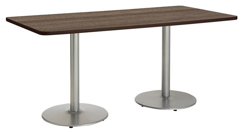 KFI Mode 42" x 96" Conference Table Mahogany Round Silver Base Standard ...
