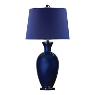 Elk Helensburugh Navy Blue Glass Table Lamp D2515, Black Nickel, Navy ...