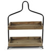 2 Tier Wood Top Table Storage With Metal Frame - Traditional ...