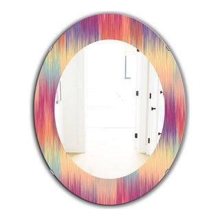 Designart Pink Spheres 6 Modern Frameless Oval Or Round Wall Mirror ...