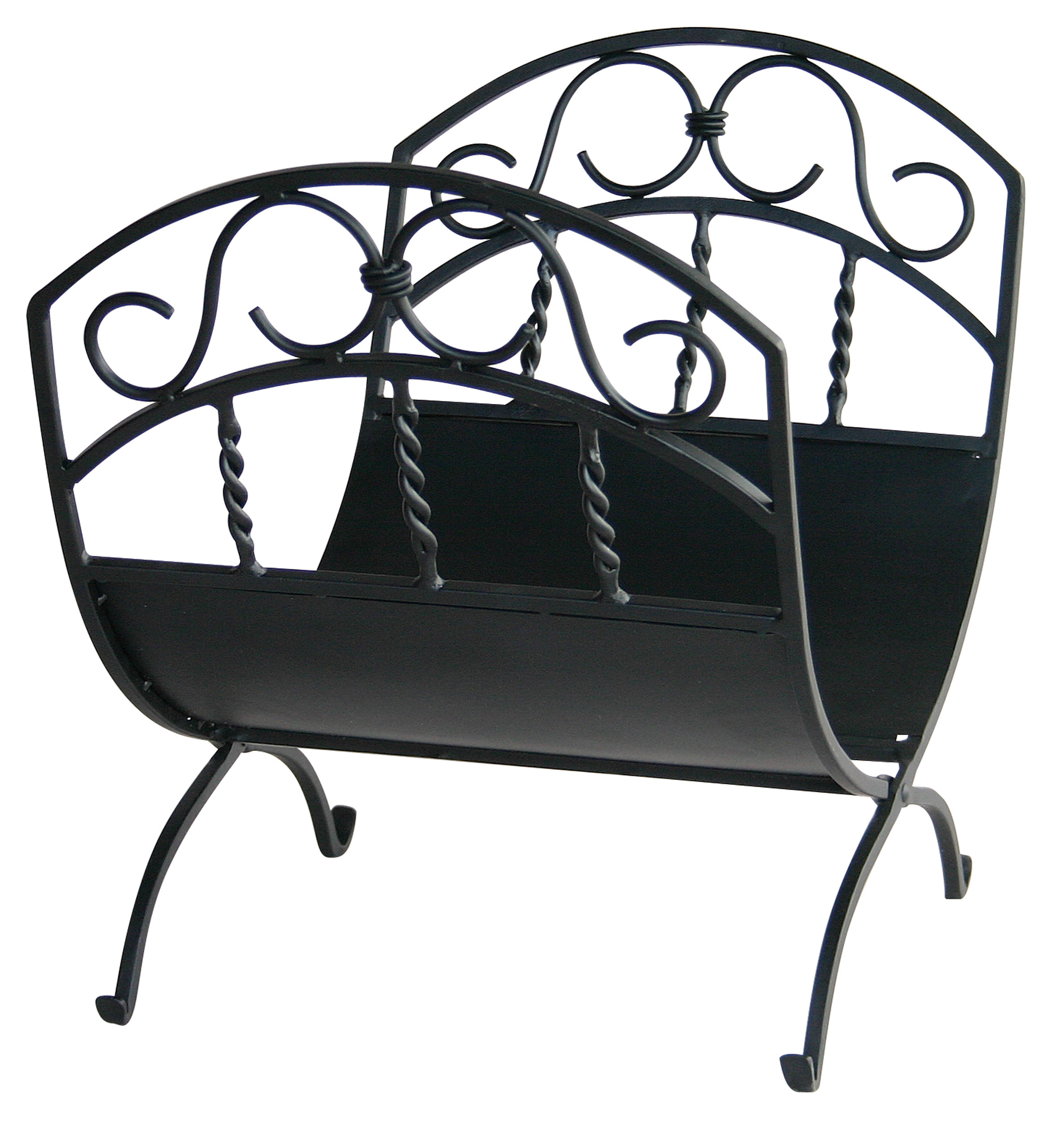 Black Wrought Iron Log Rack With Scrolls - Traditional - Firewood Racks ...